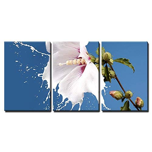 Wall26 3 Piece Canvas Wall Art White Flowers With Milk Splash On
