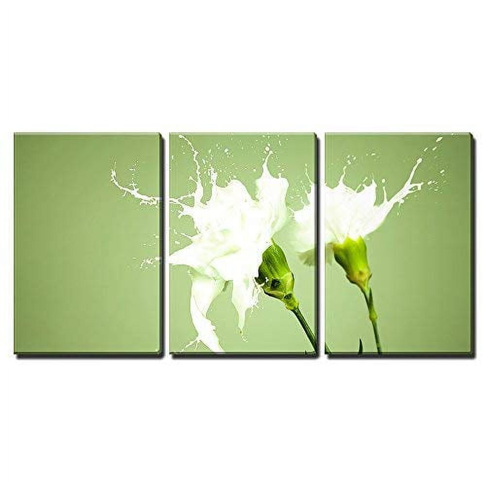 Wall26 3 Piece Canvas Wall Art White Flowers With Milk Splash On