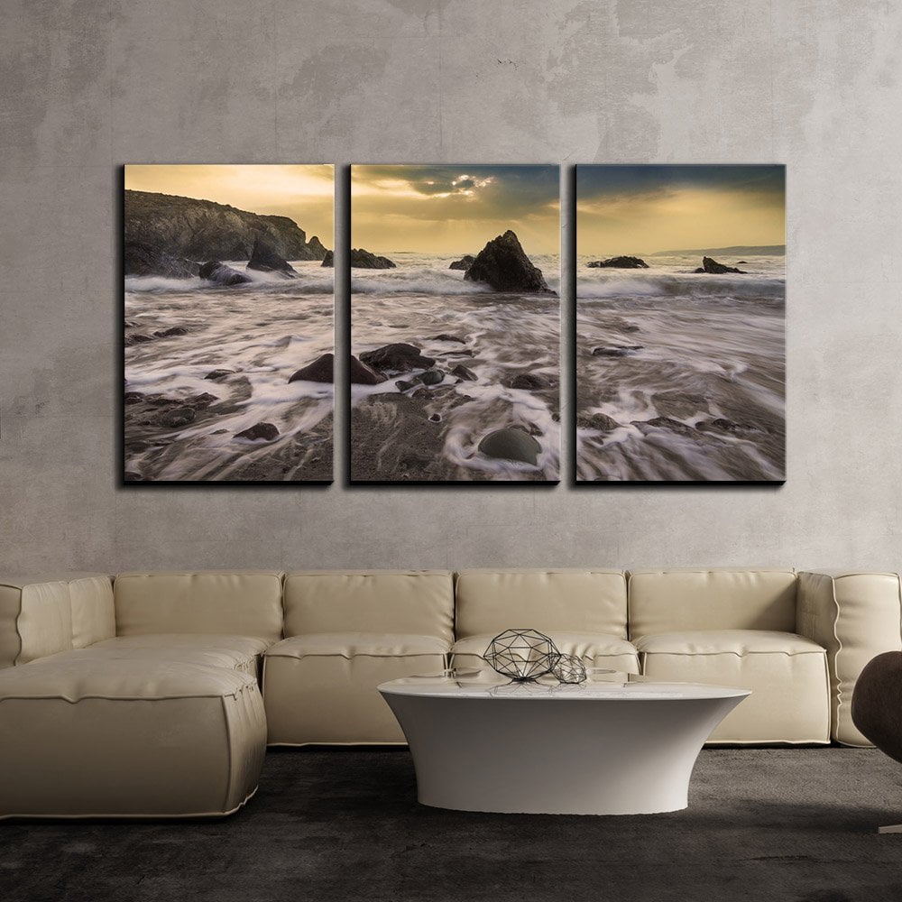 wall26 - 3 Piece Canvas Wall Art - White Waves on The wall26 - 3 Piece Canvas Wall Art - White Waves on The
