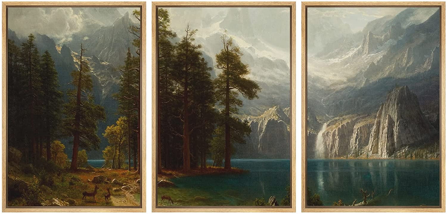wall26 - 3 Piece Framed Canvas Wall Art - Sierra Nevada in California by Albert Bierstadt Giclee ...