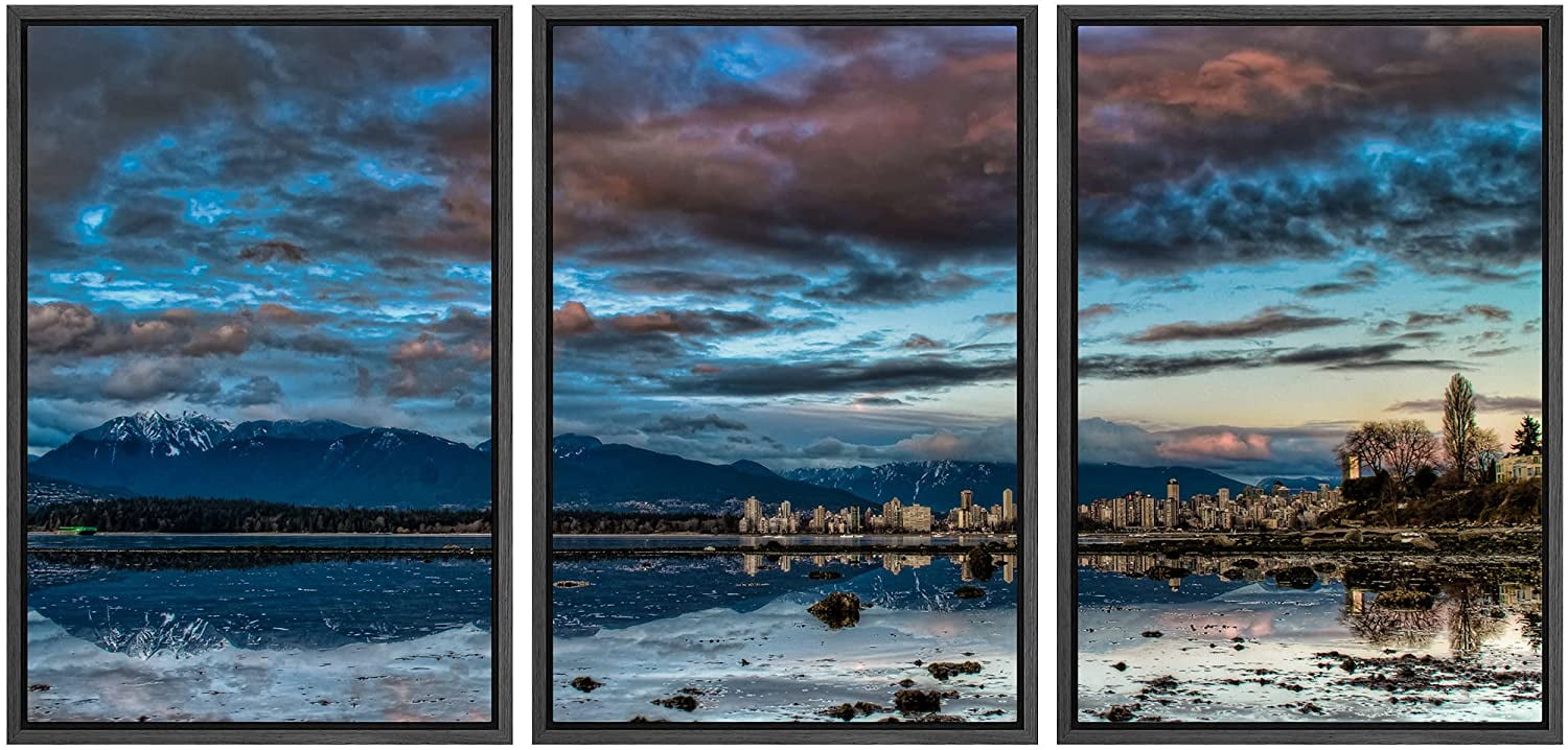 wall26 - 3 Piece Framed Canvass Wall Art - Reflection of Vancouver ...