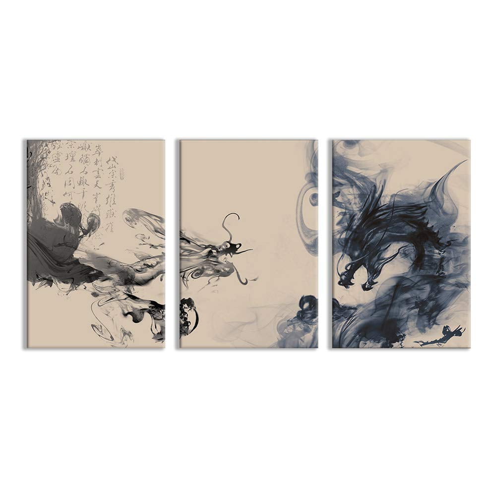 wall26 - 3 Plane Canvas Wall Art - Calligraphy Ink Painting East Poster ...