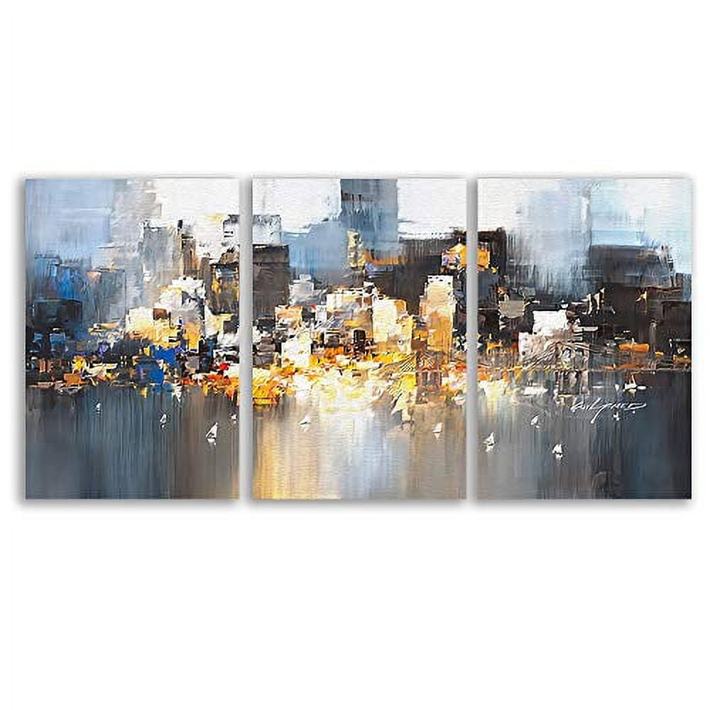 wall26 - 3 Plane Canvas Wall Art - Color Block Oil Painting Abstract ...