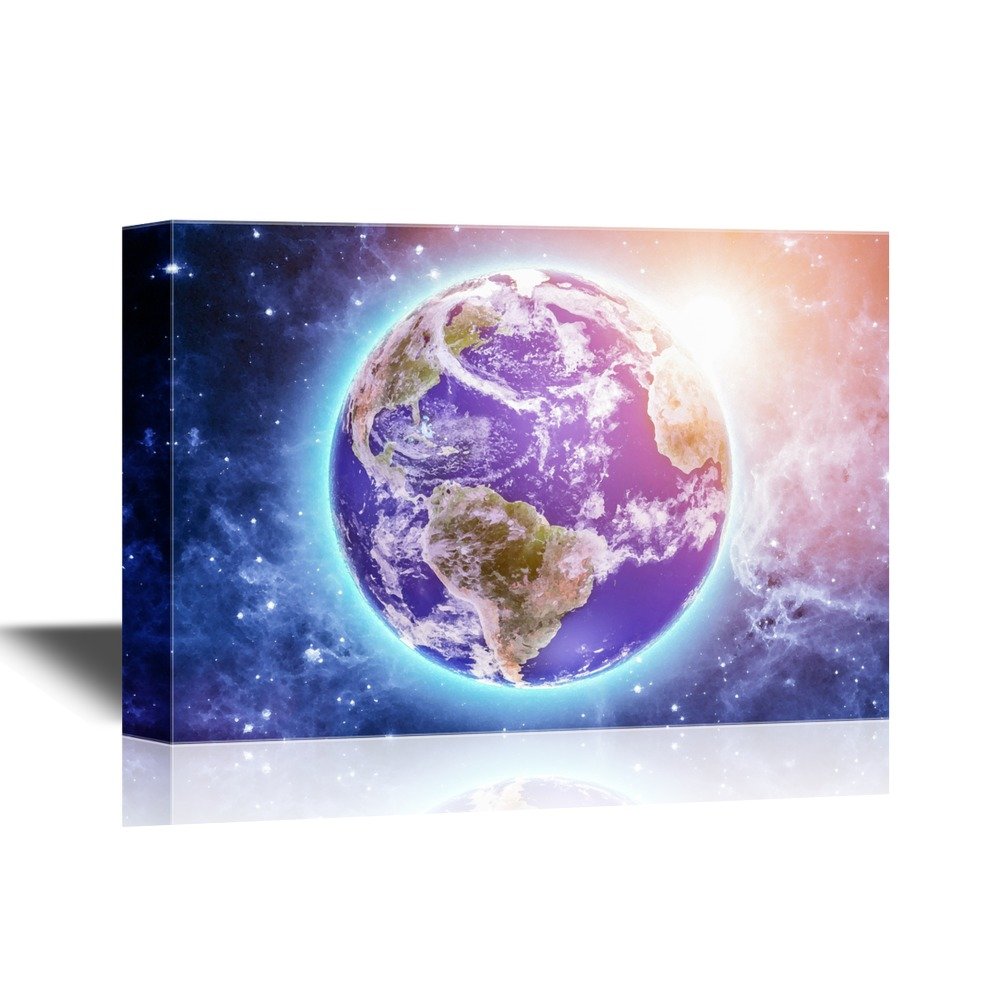 wall26 - Astronomy Canvas Wall Art - Blue Planet Earth in Beautiful ...