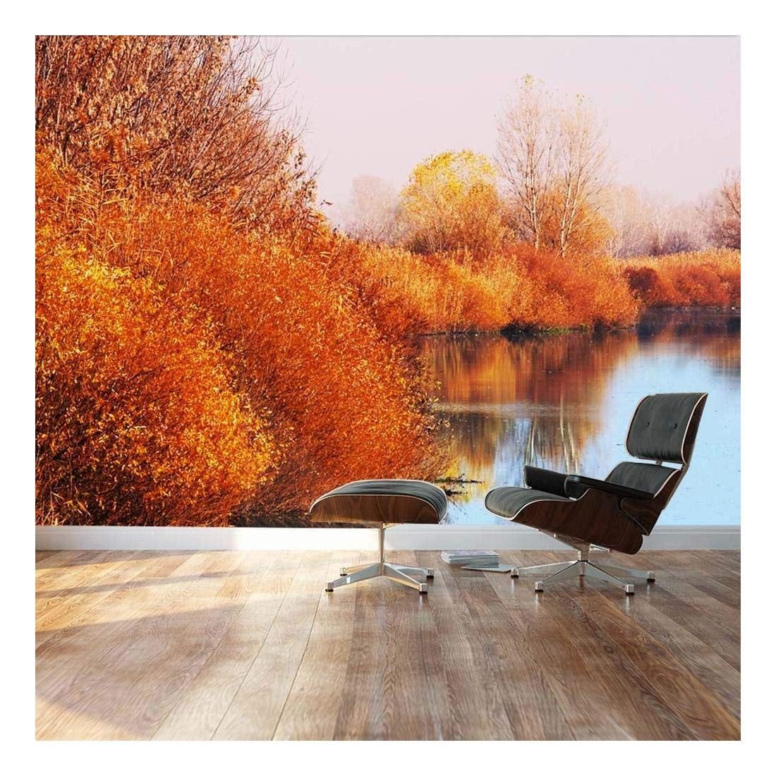 wall26 - Autumn Lake Scene Orange Calm Peaceful - Landscape - Wall ...