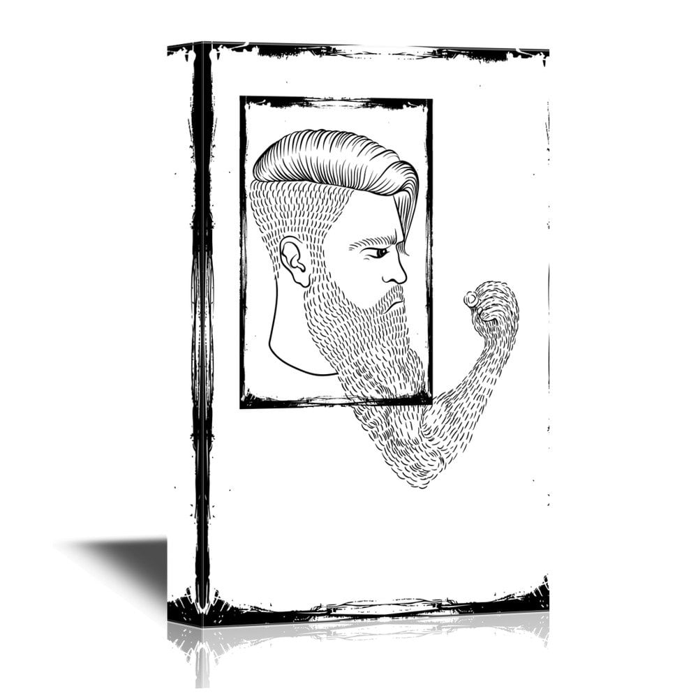 wall26 - Beard Art Canvas Wall Art - Man with Long Beard Muscle Concept ...