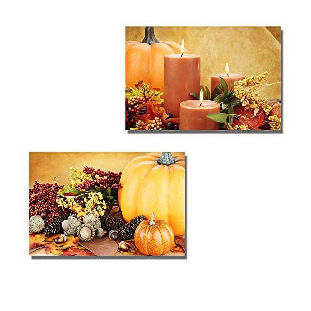 wall26 Beautiful Autumn Display with Acrorns Leaves Pumpkins and Lit ...