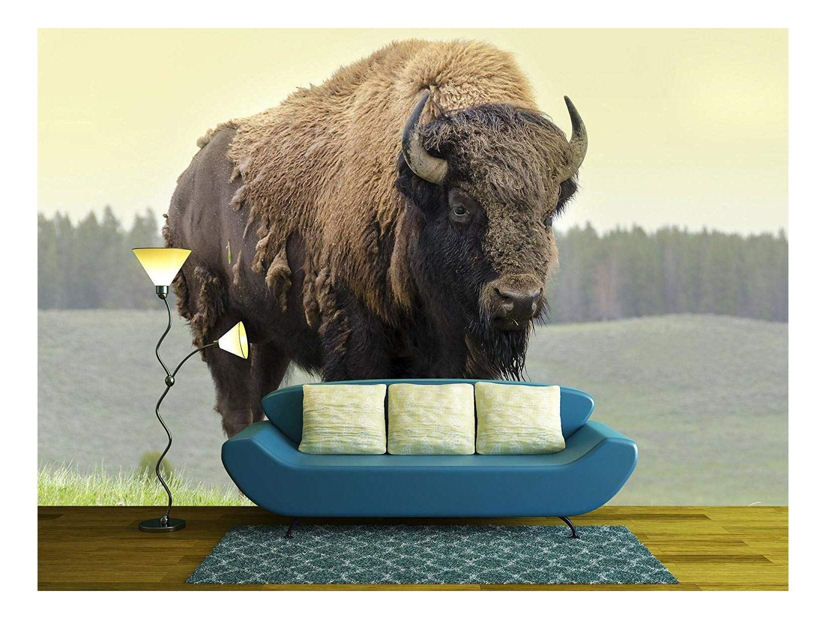 wall26 - Bison in Grasslands of Yellowstone National Park in Wyoming in ...