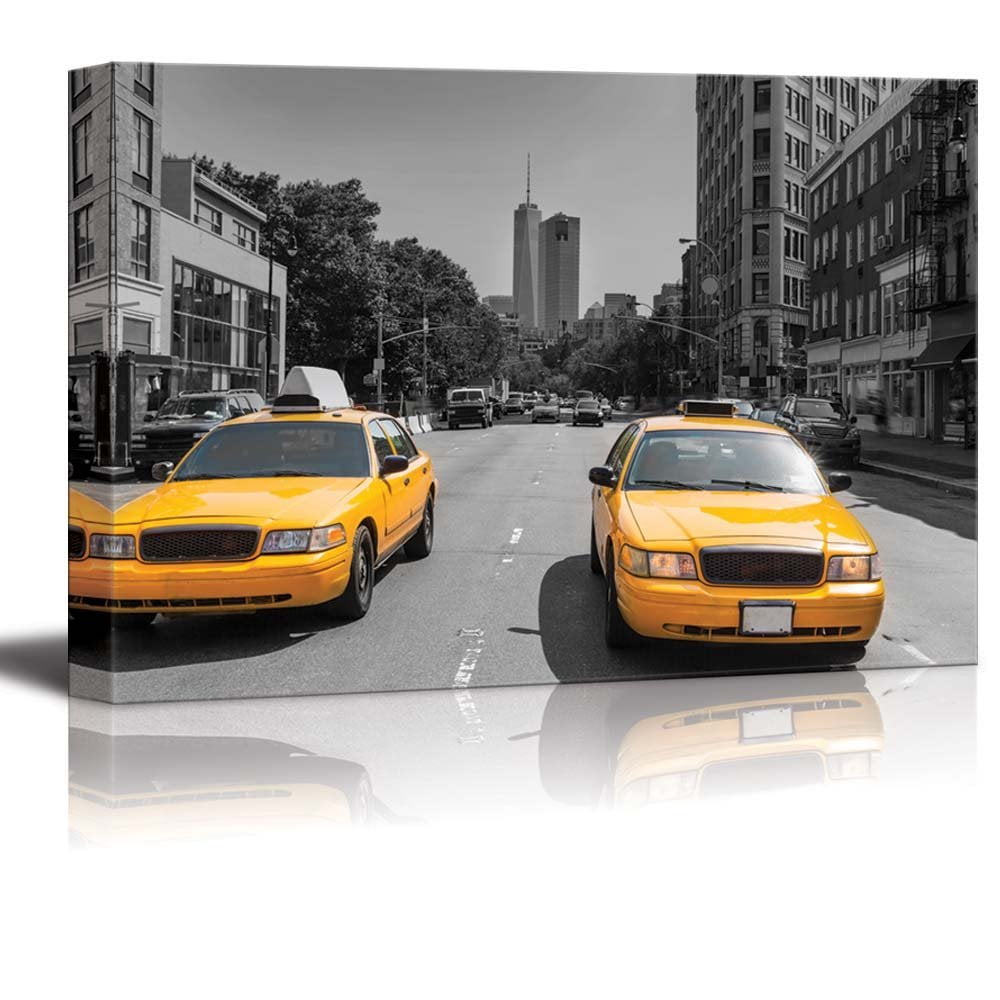 wall26 - Black and White Photograph with Pop of Color on Yellow Taxis ...