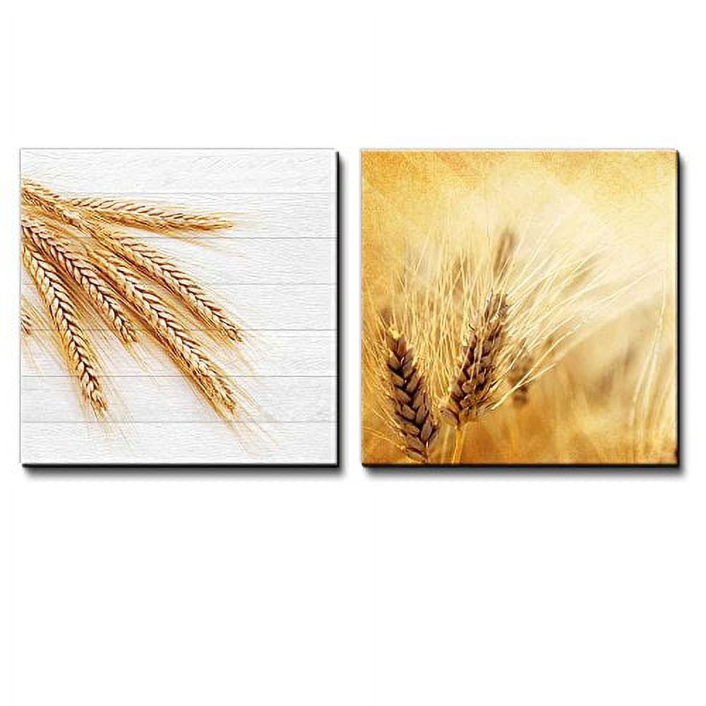 wall26 - Branches of Wheat Over White Wooden Panels Along with a Field ...