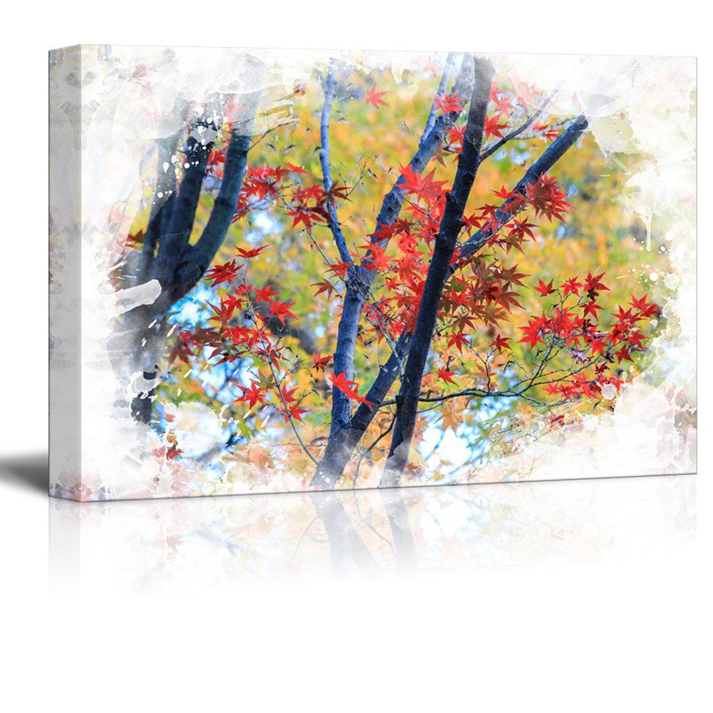 wall26 - Canvas Print Landscape Wall Art - Autumn Leaves - Gallery Wrap Modern Home Art | Ready ...