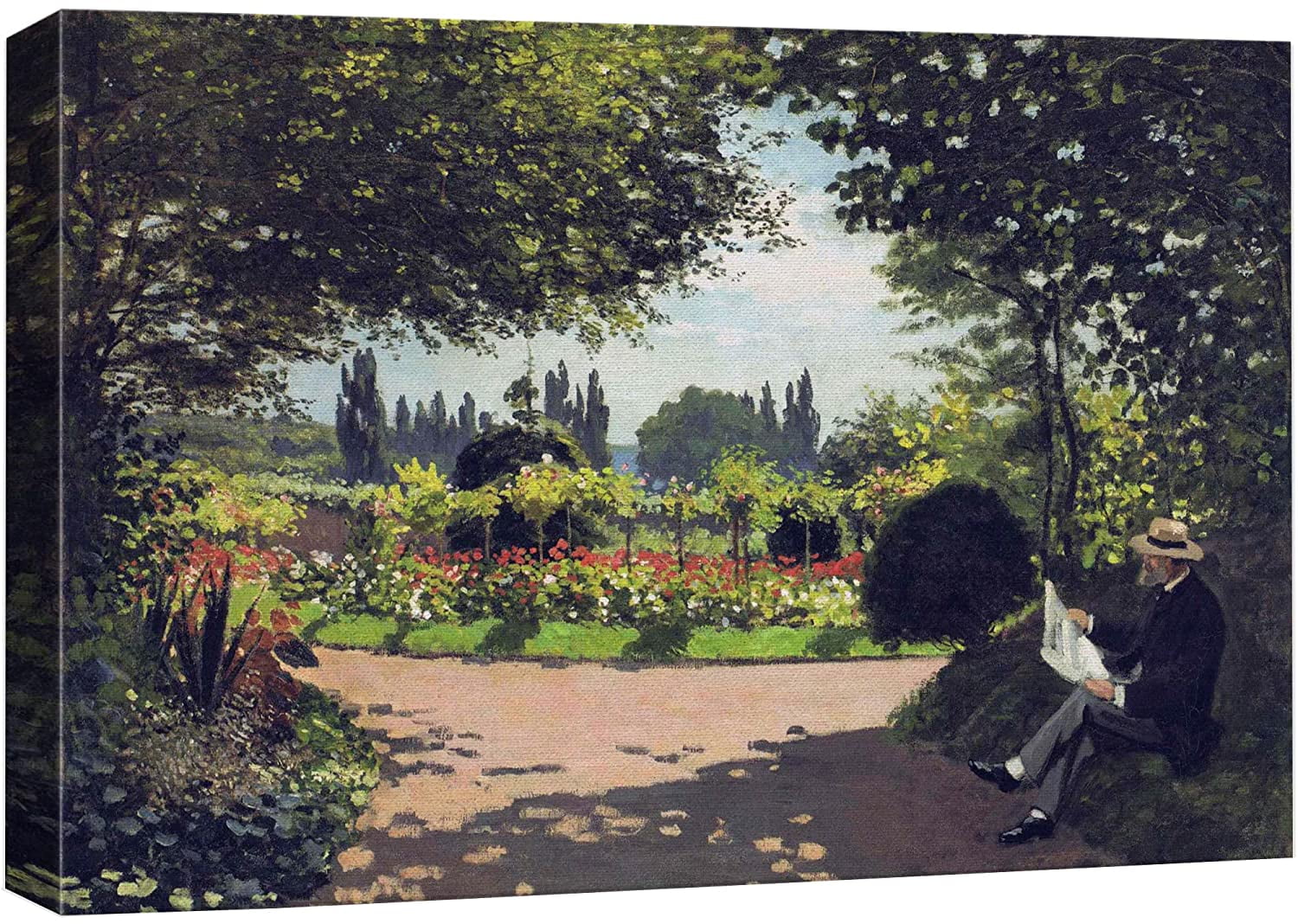 wall26 Canvas Print Wall Art Adolphe Monet Reading in Garden Claude ...