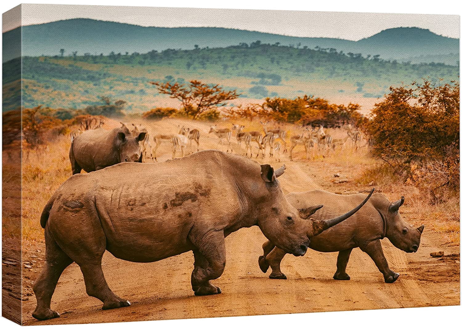wall26 Canvas Print Wall Art African Savanna Safari Jungle Rhino ...