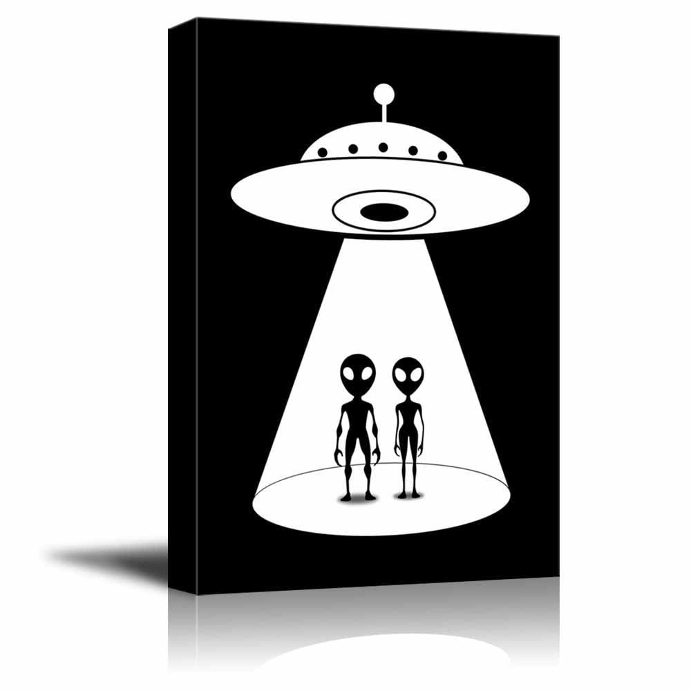 wall26 Canvas Print Wall Art Alien Duo UFO Abduction Silhouette Kids ...