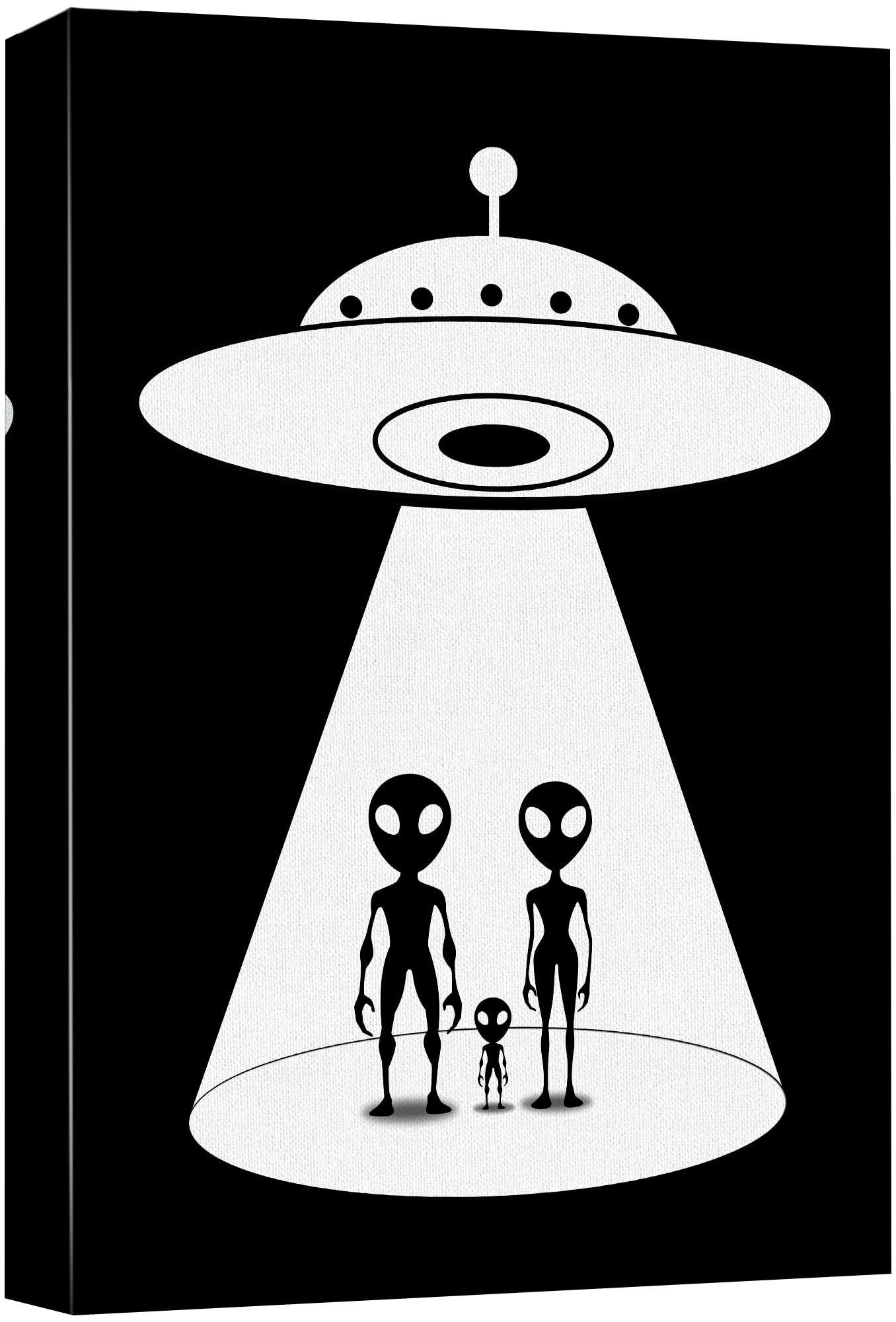 wall26 Canvas Print Wall Art Alien Family Trio UFO Abduction Silhouette ...