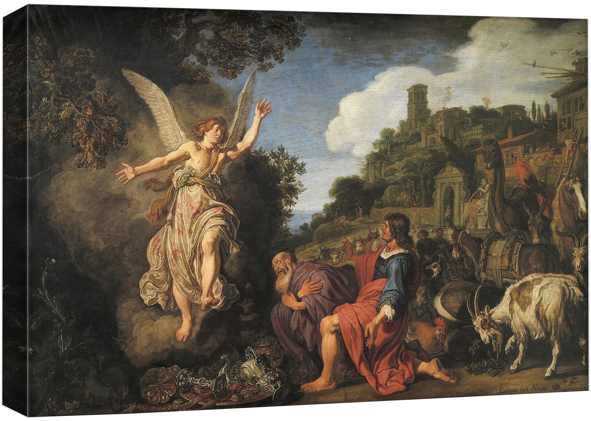 wall26 Canvas Print Wall Art Angel Raphael Takes Leave by Pieter Lastman People Historic ...