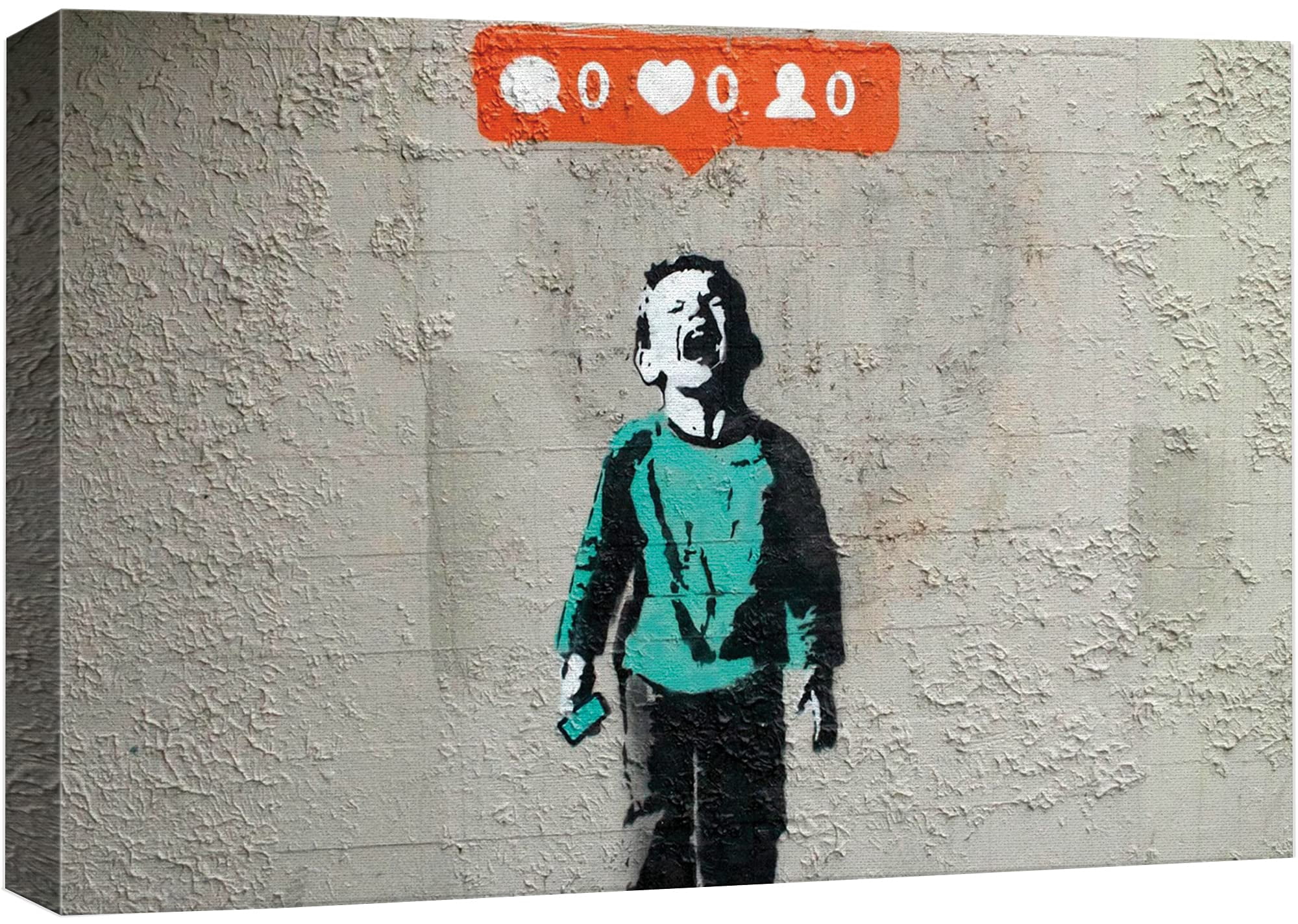 wall26 Canvas Print Wall Art Banksy Kid Crying Over Social Media ...