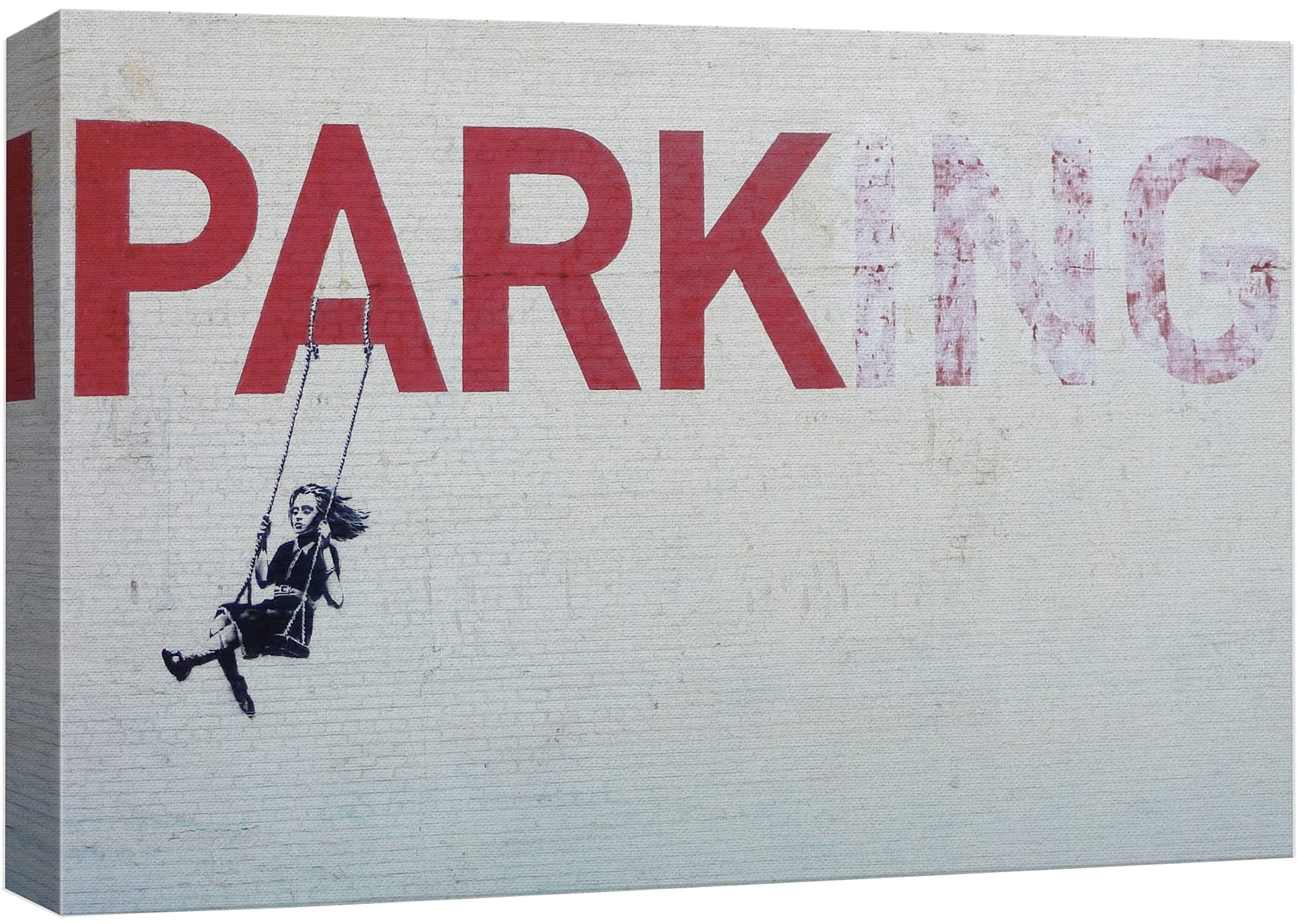 wall26 Canvas Print Wall Art Banksy Little Girl on Swing Below Parking ...