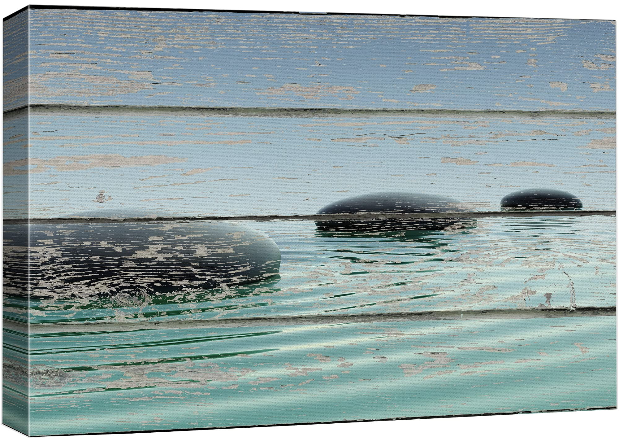 wall26 Canvas Print Wall Art Black Zen Massage Stones & Rippling Water ...