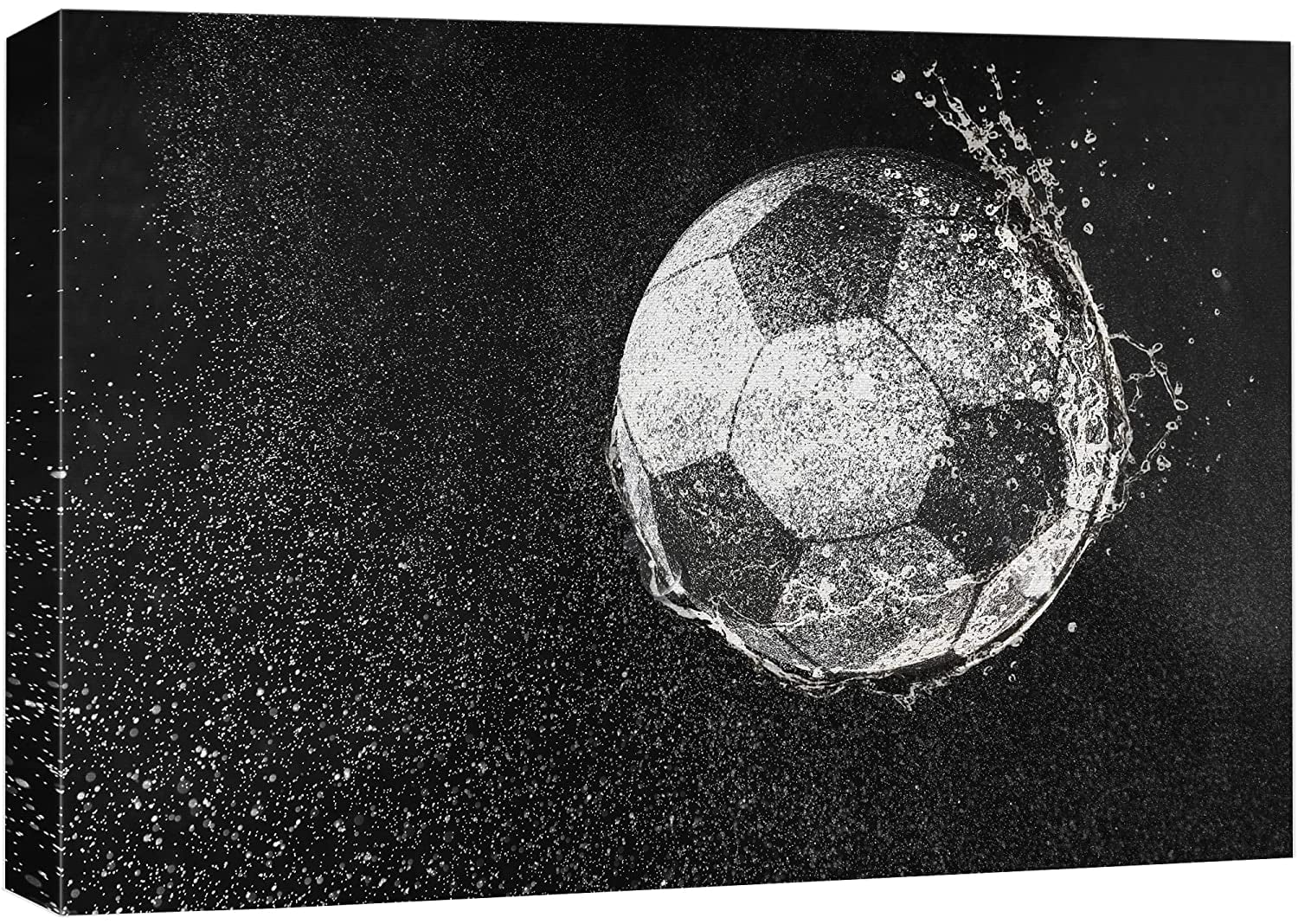 wall26 Canvas Print Wall Art Black & White Grayscale Raining Soccer ...