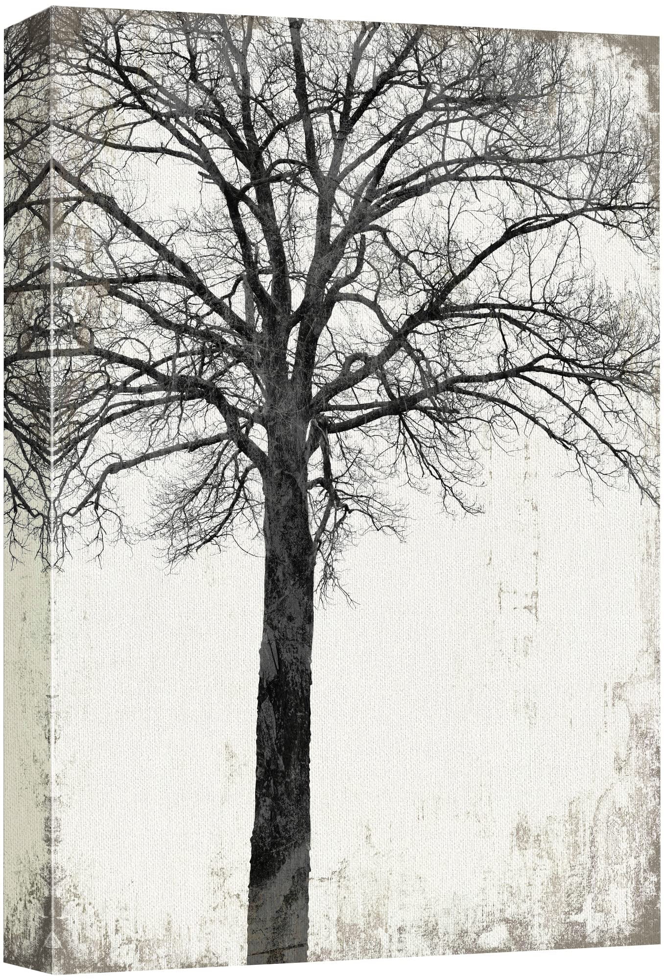 wall26 Canvas Print Wall Art Black & White Grunge Tree Silhouette ...