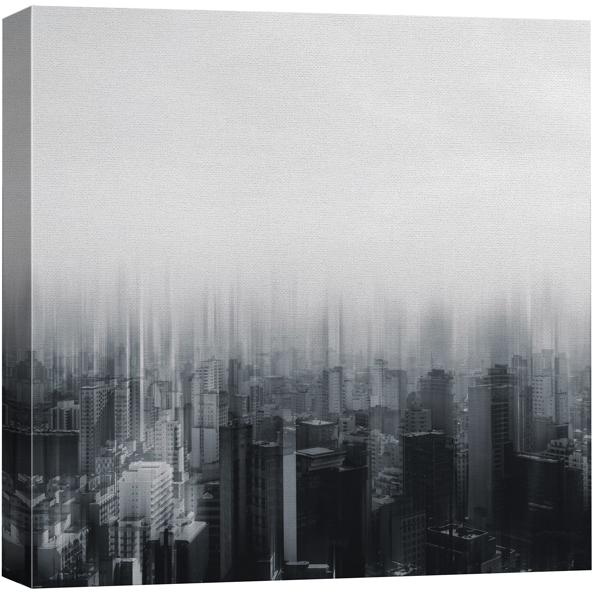 wall26 Canvas Print Wall Art Blur Effect Black & White Cityscape ...