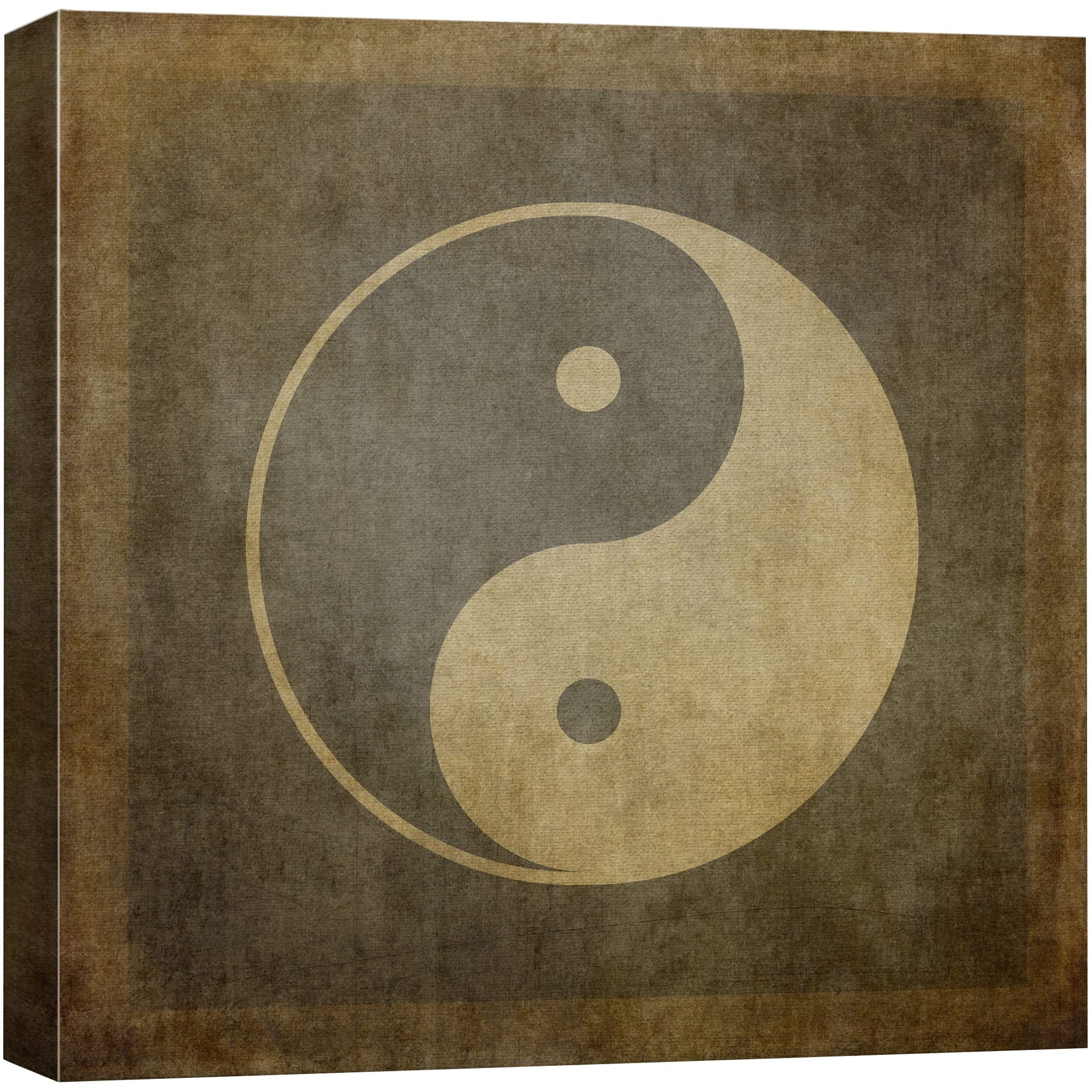 wall26 Canvas Print Wall Art Brown & Tan Grunge Chinese Yin Yang Symbol ...