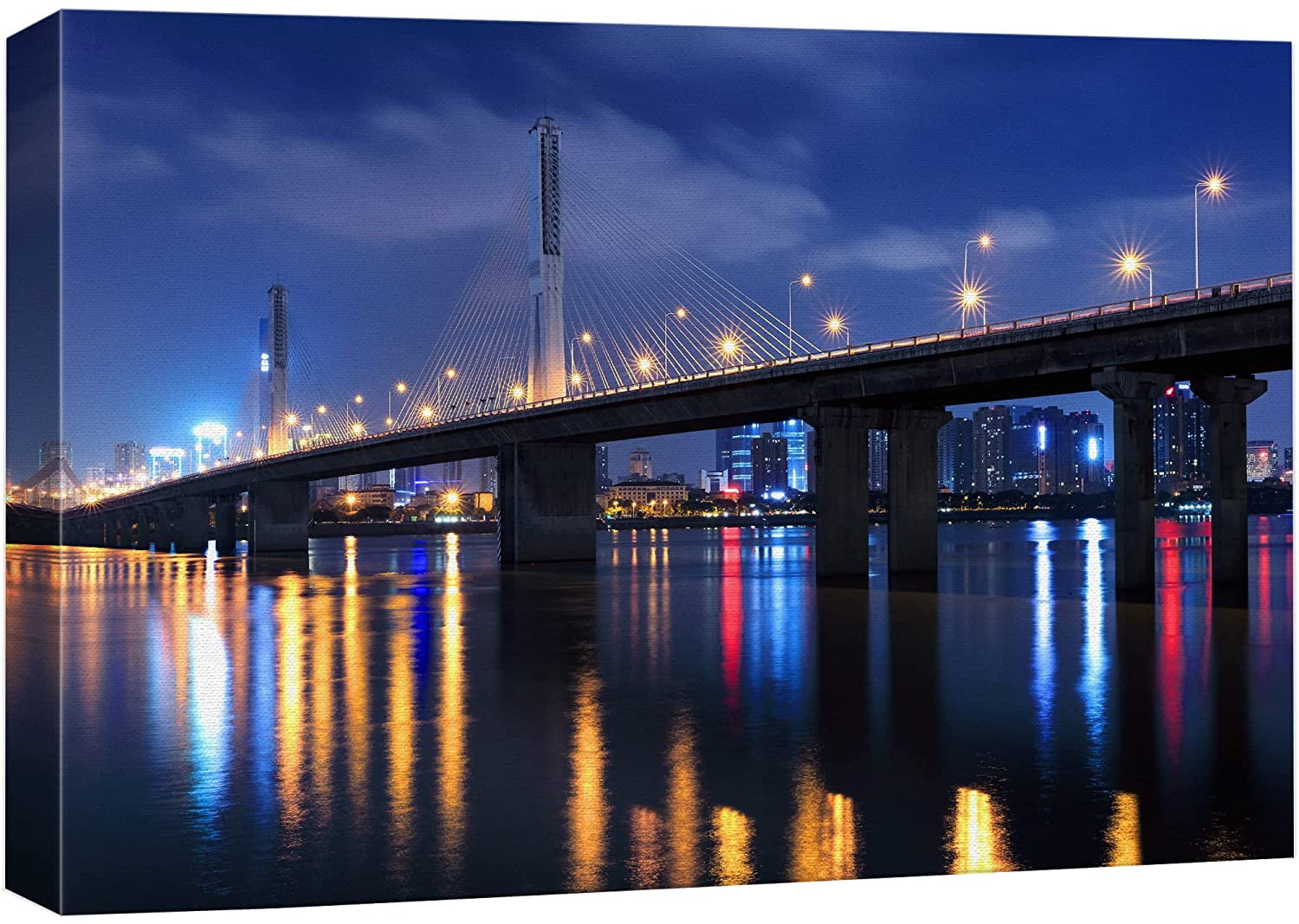 wall26 Canvas Print Wall Art Changsha China Night Bay Bridge ...