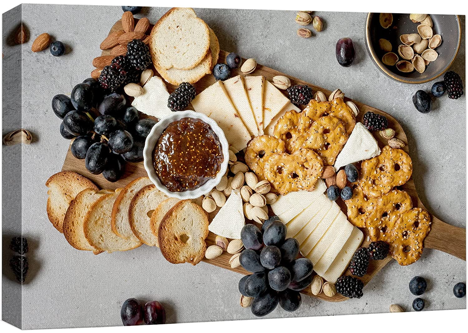 wall26 Canvas Print Wall Art Cheese Toast Nut Pretzel Fig Jam Platter ...