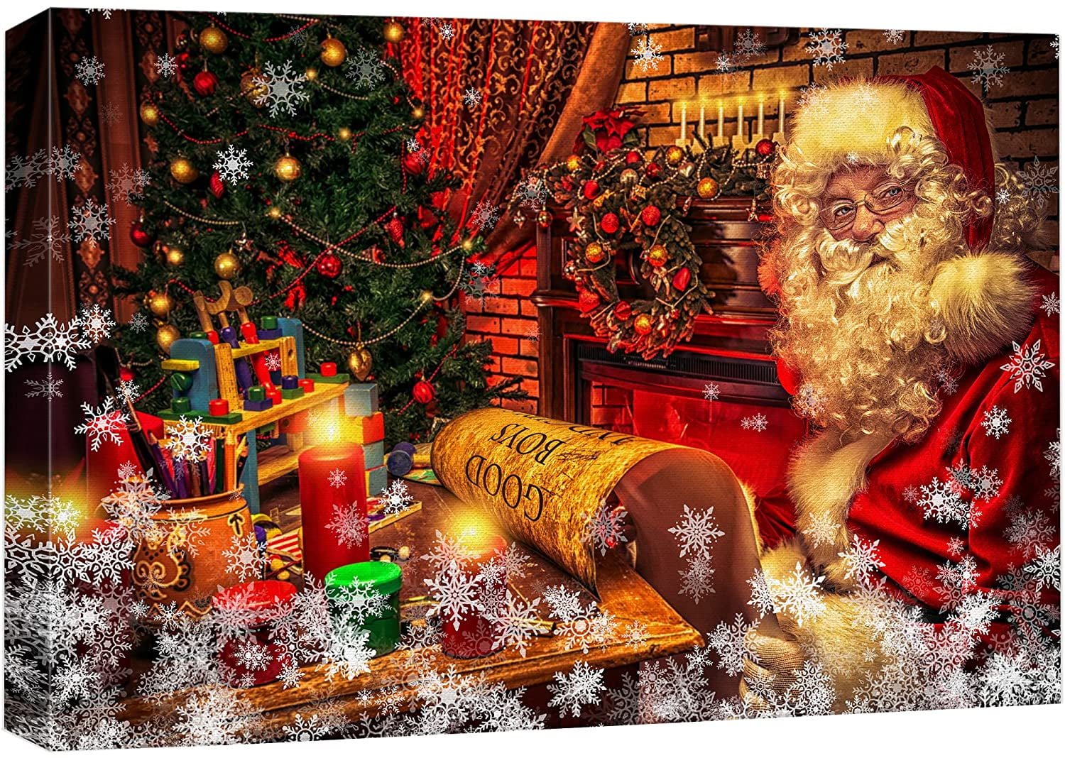 wall26 Canvas Print Wall Art Christmas Tree Lights Santa Claus ...