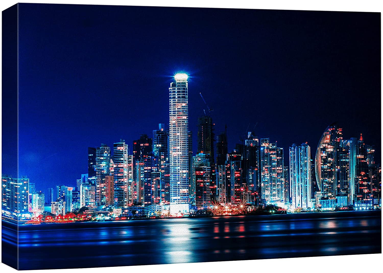 wall26 Canvas Print Wall Art City Lights Night Panama Canal ...