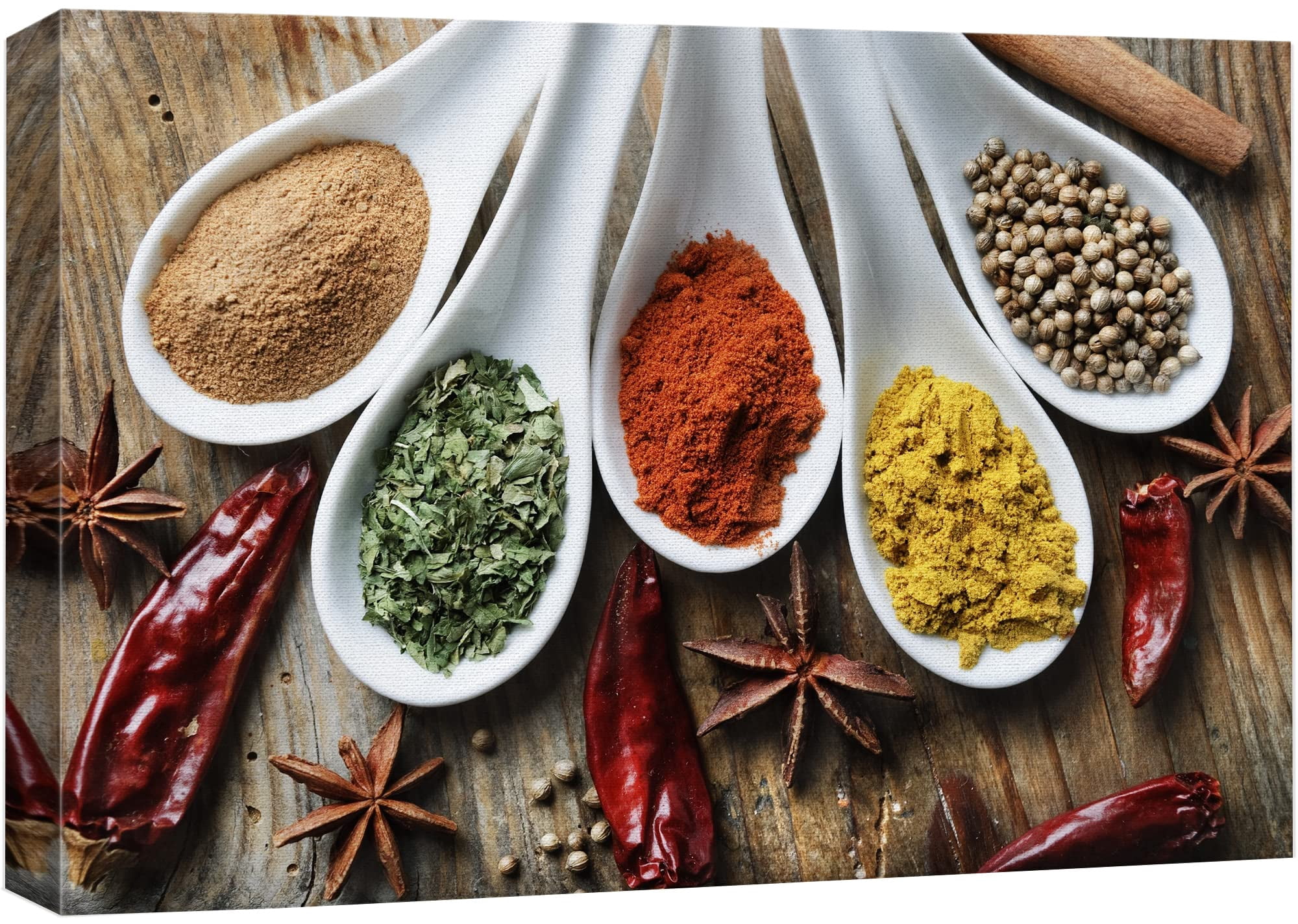 wall26 Canvas Print Wall Art Close Up View of Seasonings with Star ...