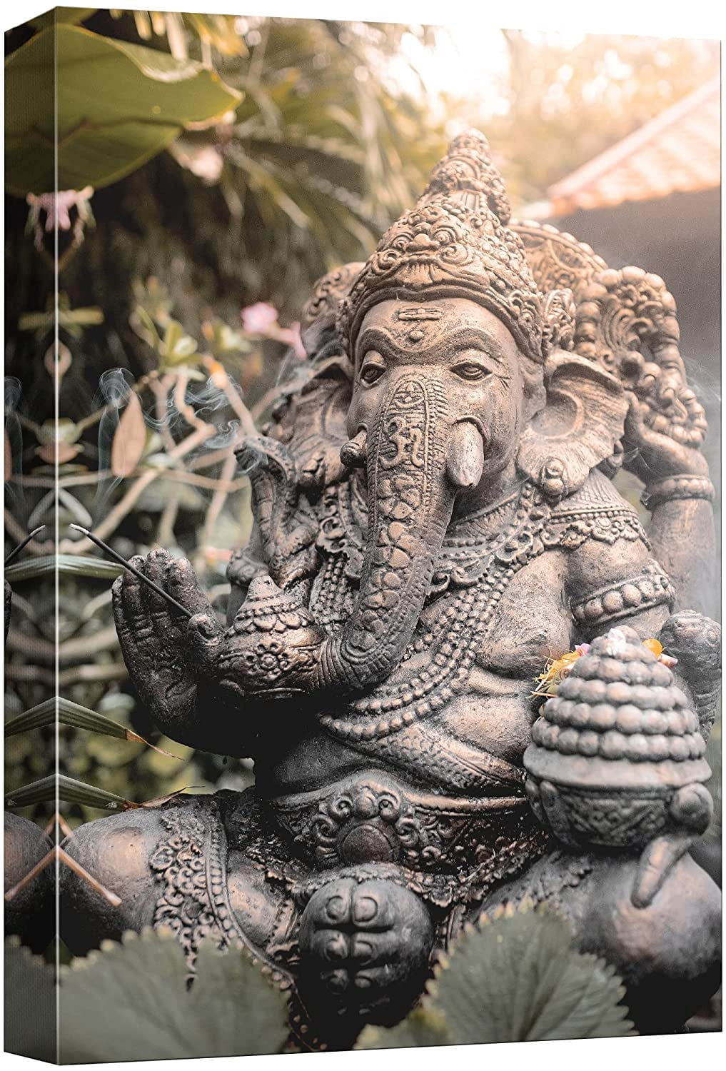 wall26 Canvas Print Wall Art Detailed Stone Ganesha Statue Jungle ...