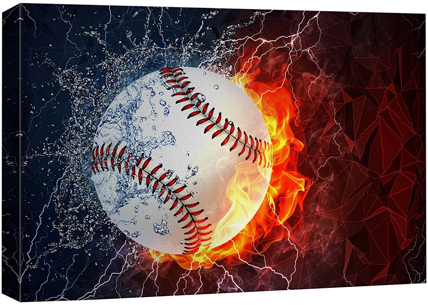 wall26 Canvas Print Wall Art Elemental Water & Fire Explosion Baseball ...