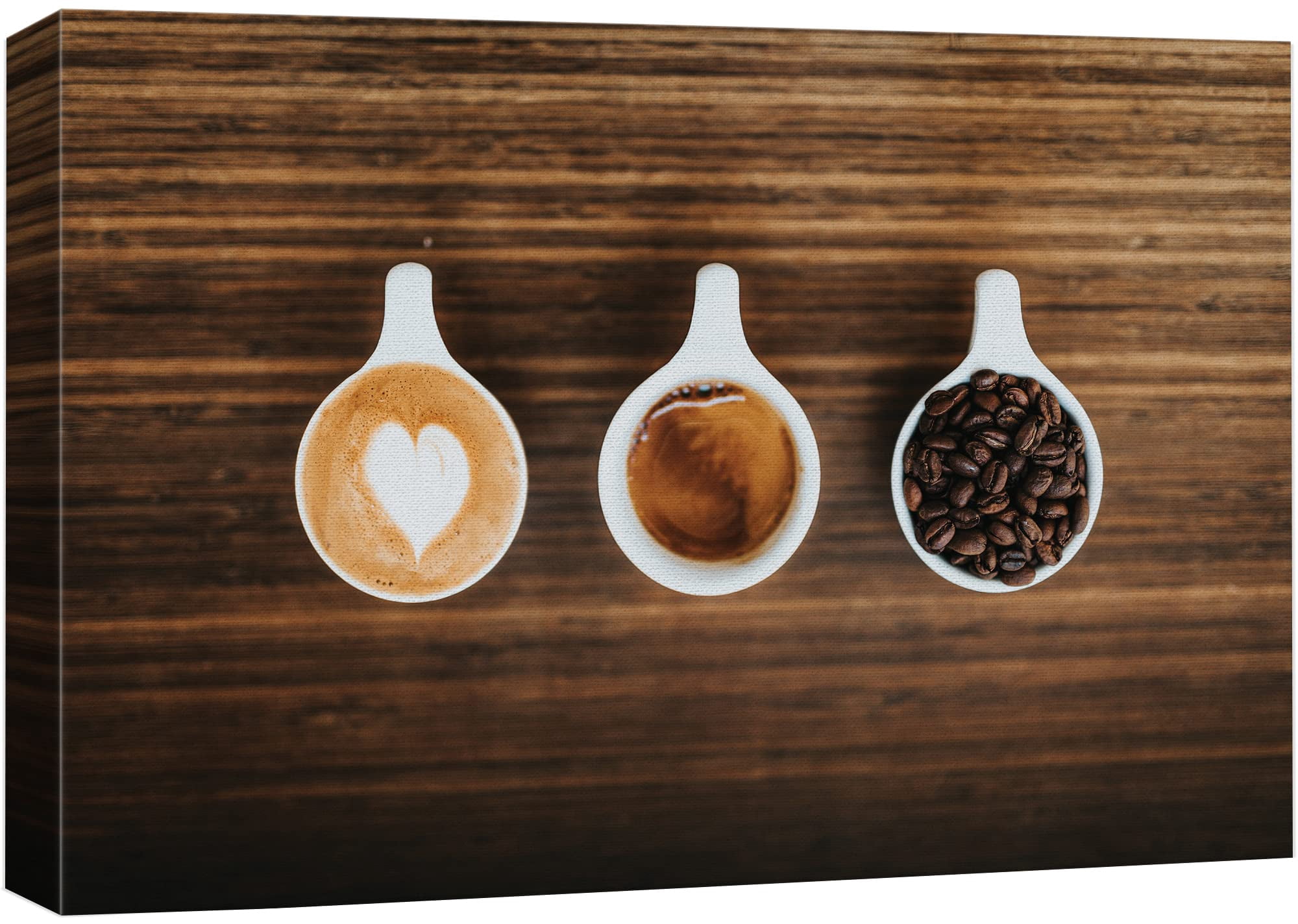 wall26 Canvas Print Wall Art Espresso & Coffee Beans on Wood Grain ...