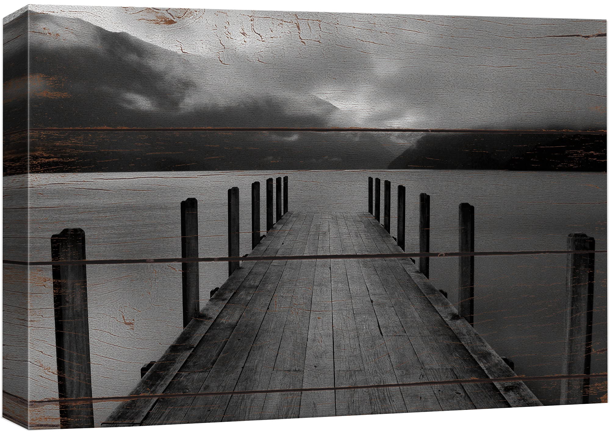 wall26 Canvas Print Wall Art Evening on Black & White Grayscale Beach ...