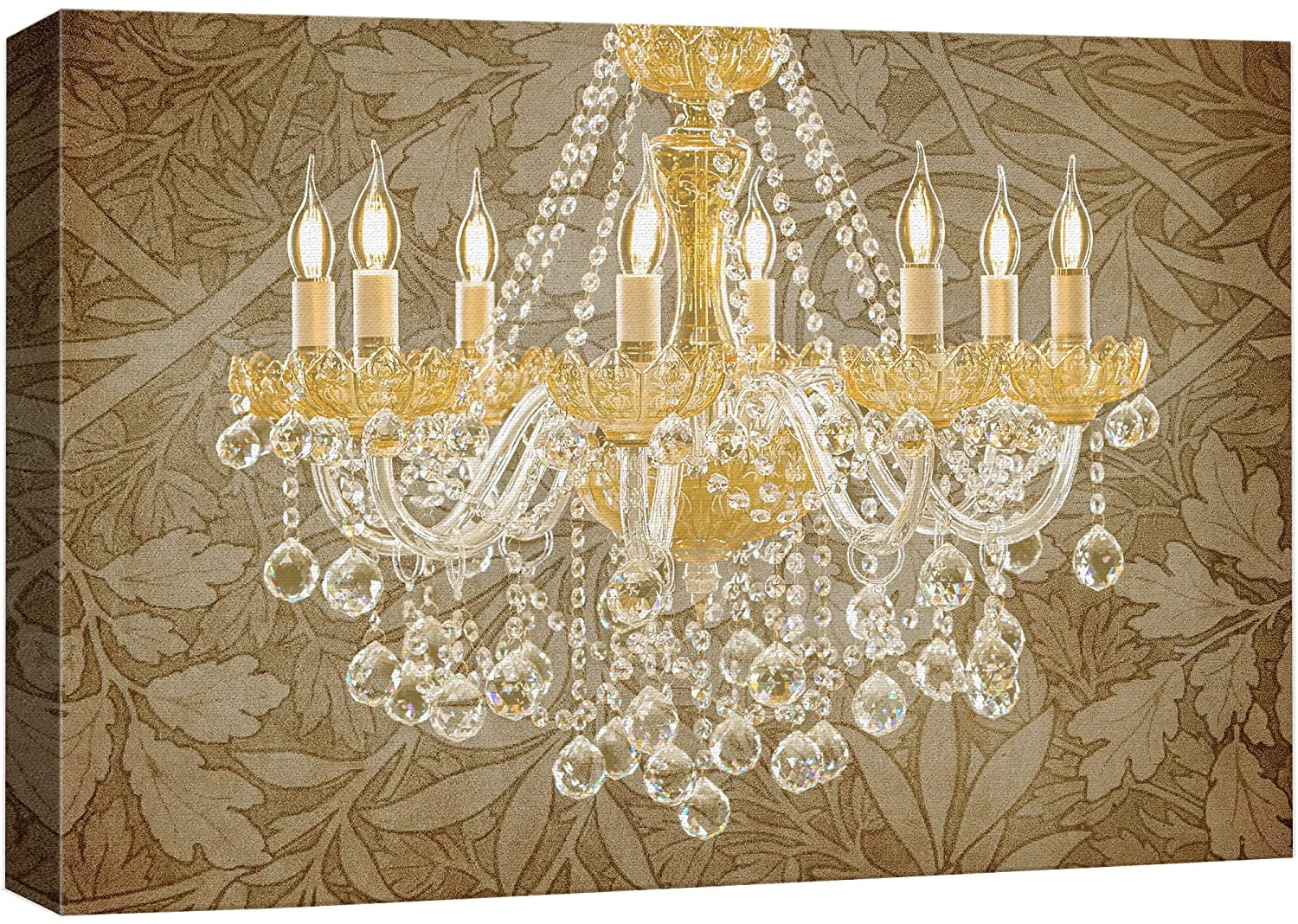 wall26 Canvas Print Wall Art Floral Pattern Gold Crystal Chandelier ...