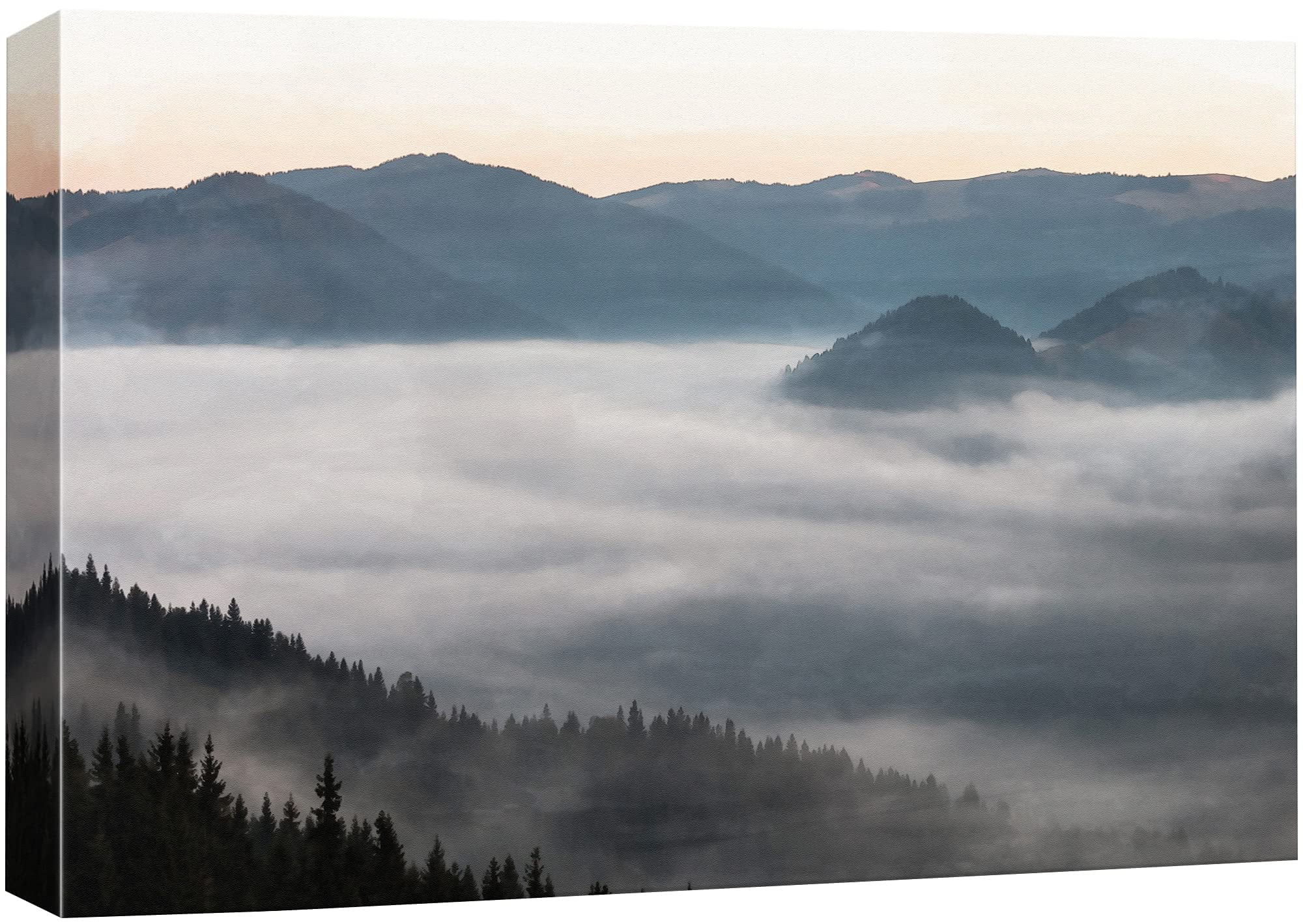 wall26 Canvas Print Wall Art Fog Glides Over Mountain Landscape Nature ...
