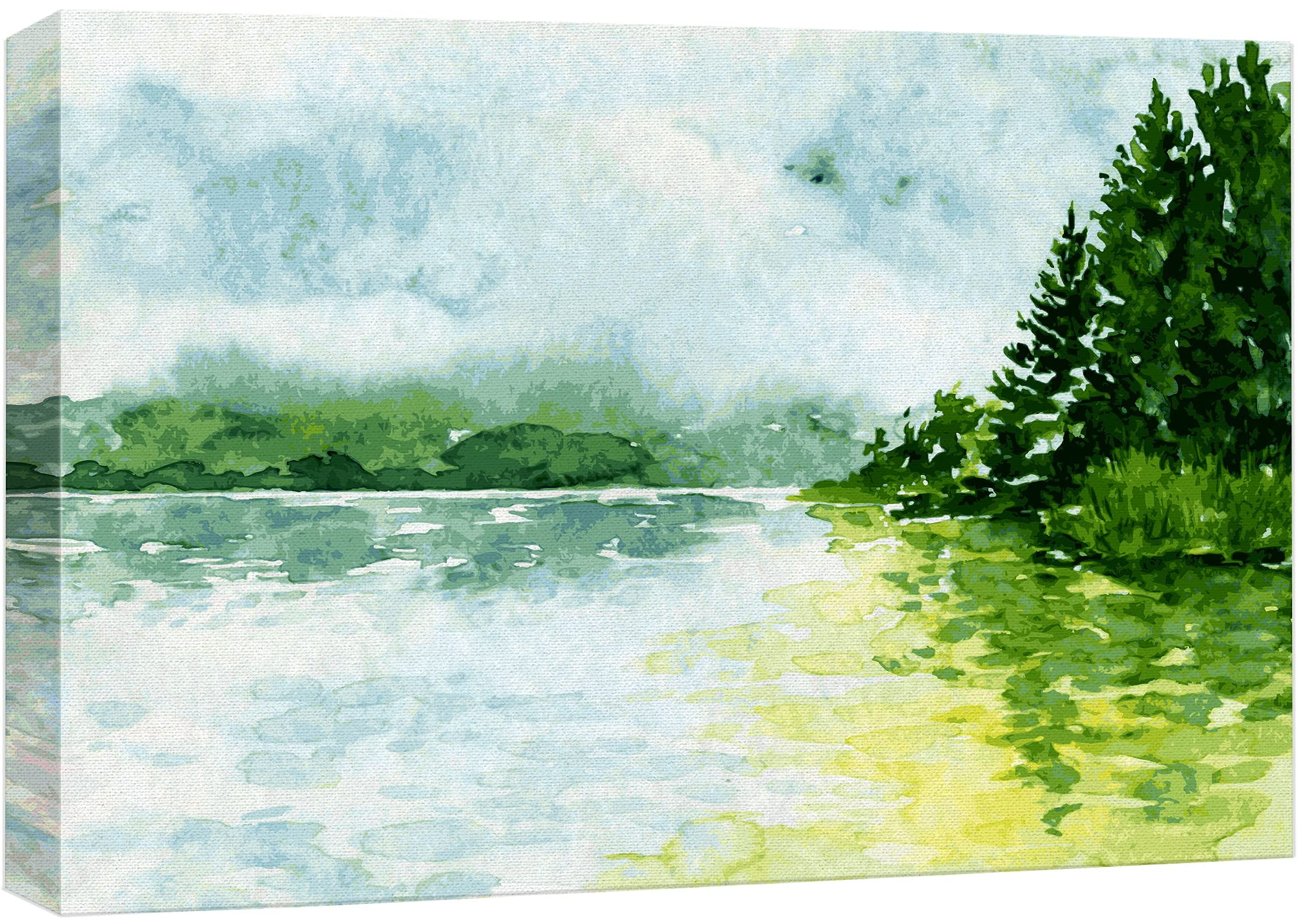 wall26 Canvas Print Wall Art Forest Reflection in The Lake Nature ...