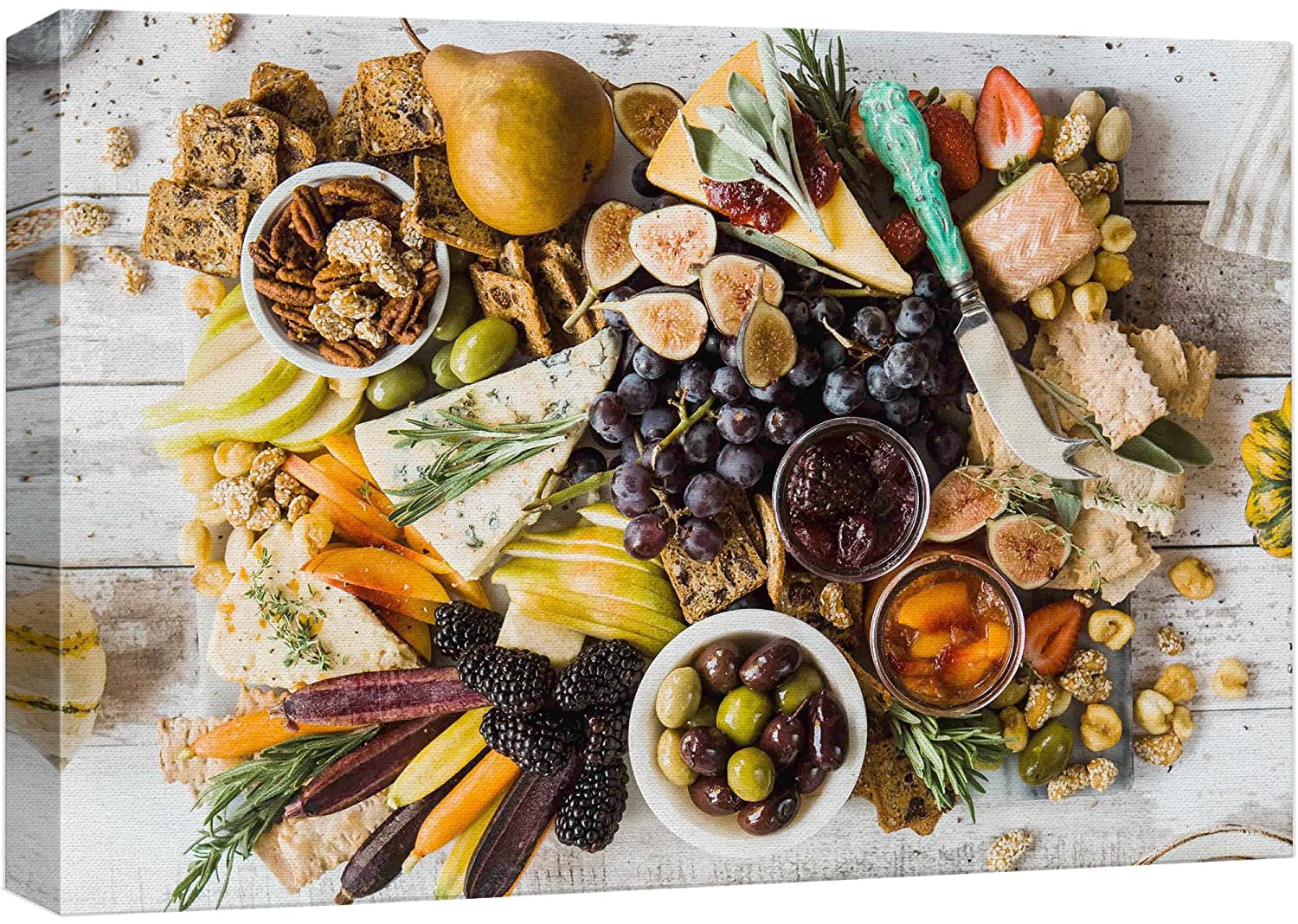 wall26 Canvas Print Wall Art Fresh Fruit Vegetable Cheese Smorgasbord Food & Cooking Kitchen ...