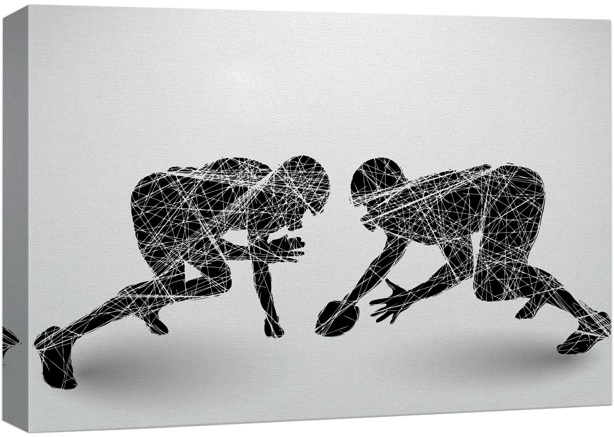 wall26 Canvas Print Wall Art Geometric Line Silhouette Football Players ...