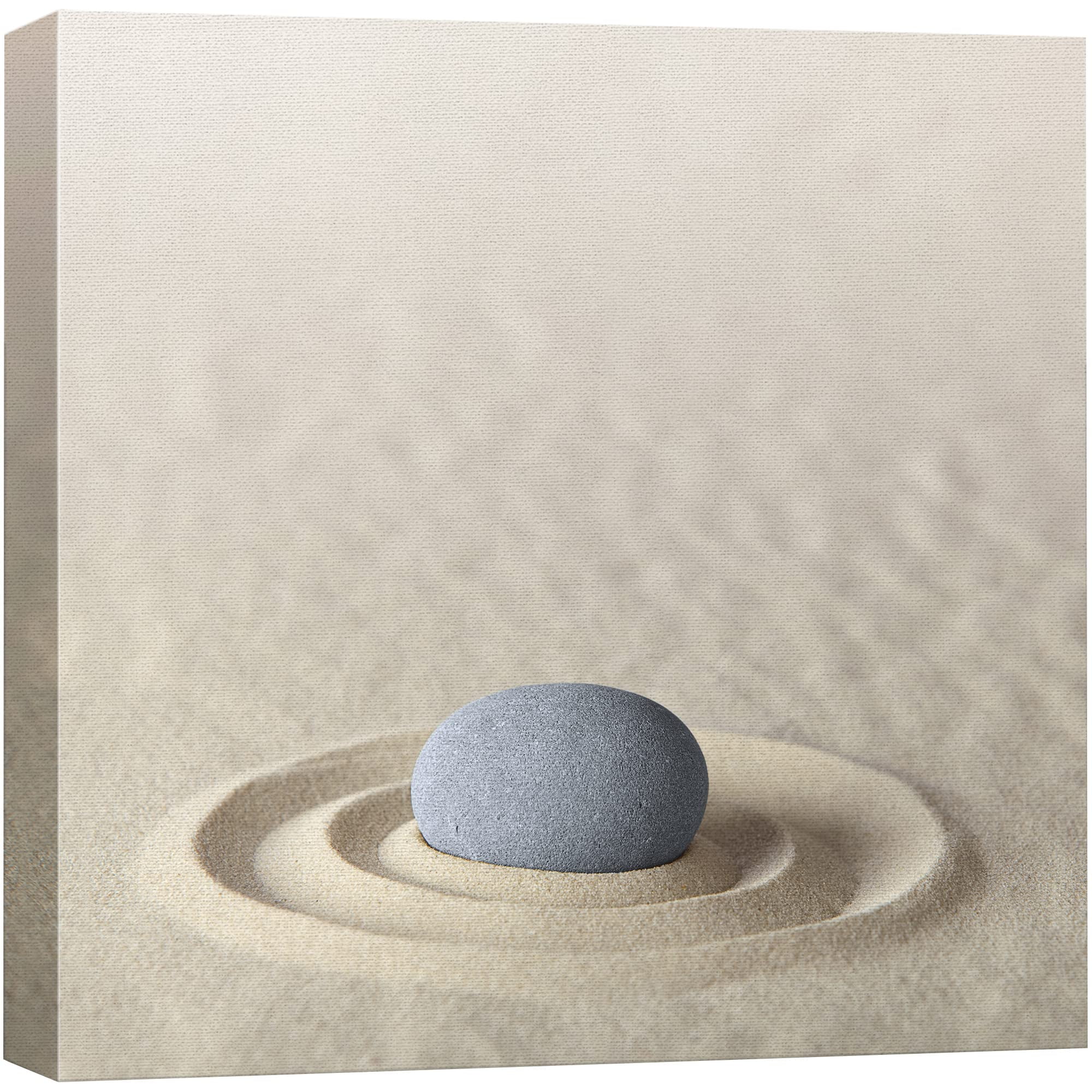 wall26 Canvas Print Wall Art Gray Meditation Stone in Tan Zen Garden ...
