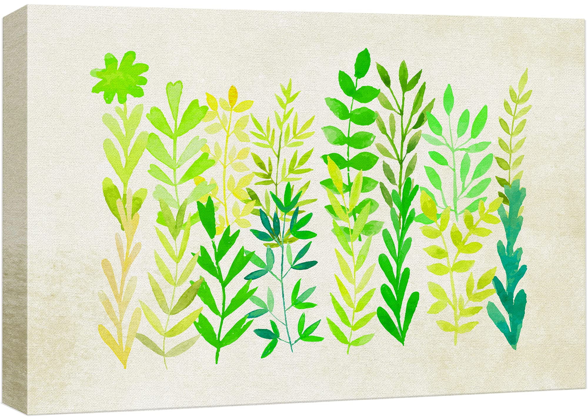 wall26 Canvas Print Wall Art Green & Yellow Forest Fern Collage Nature ...