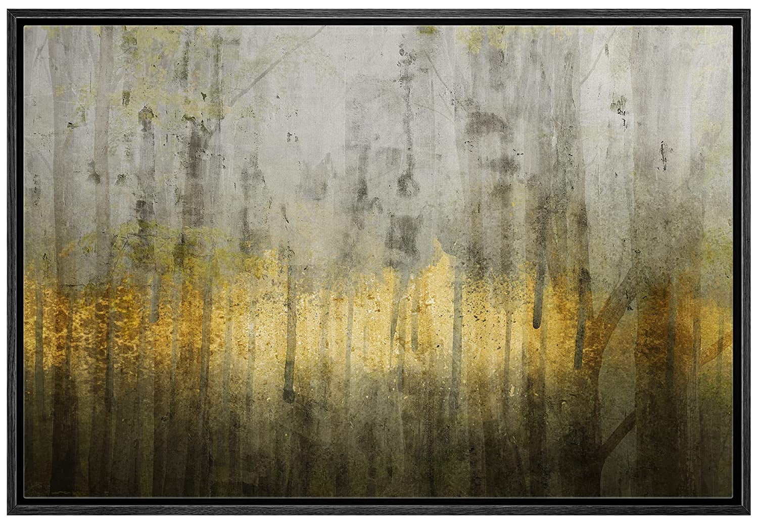wall26 Canvas Print Wall Art Grunge Gold & Black Abstract Landscape ...