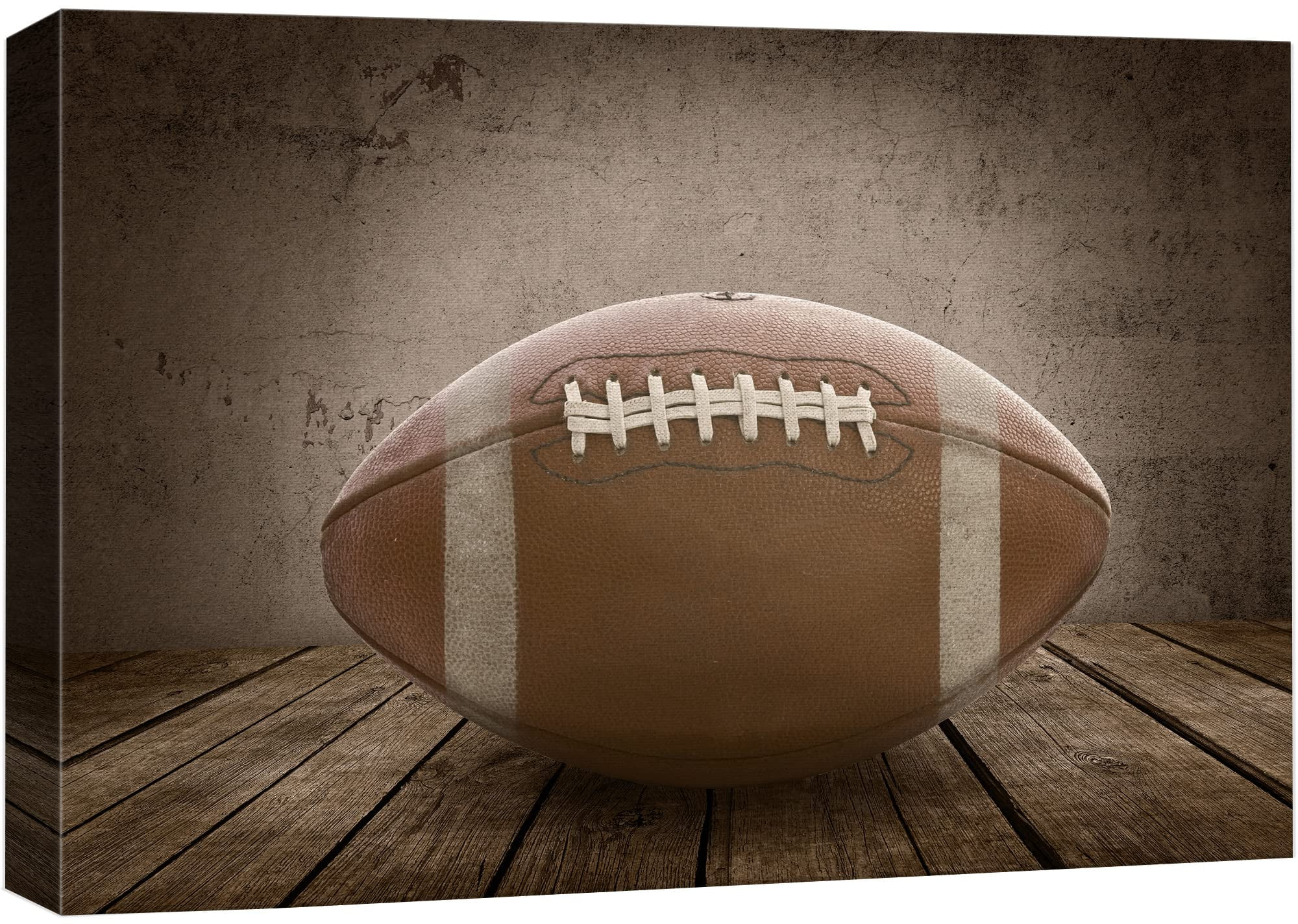 wall26 Canvas Print Wall Art Grunge Retro Football on Wood Panels ...