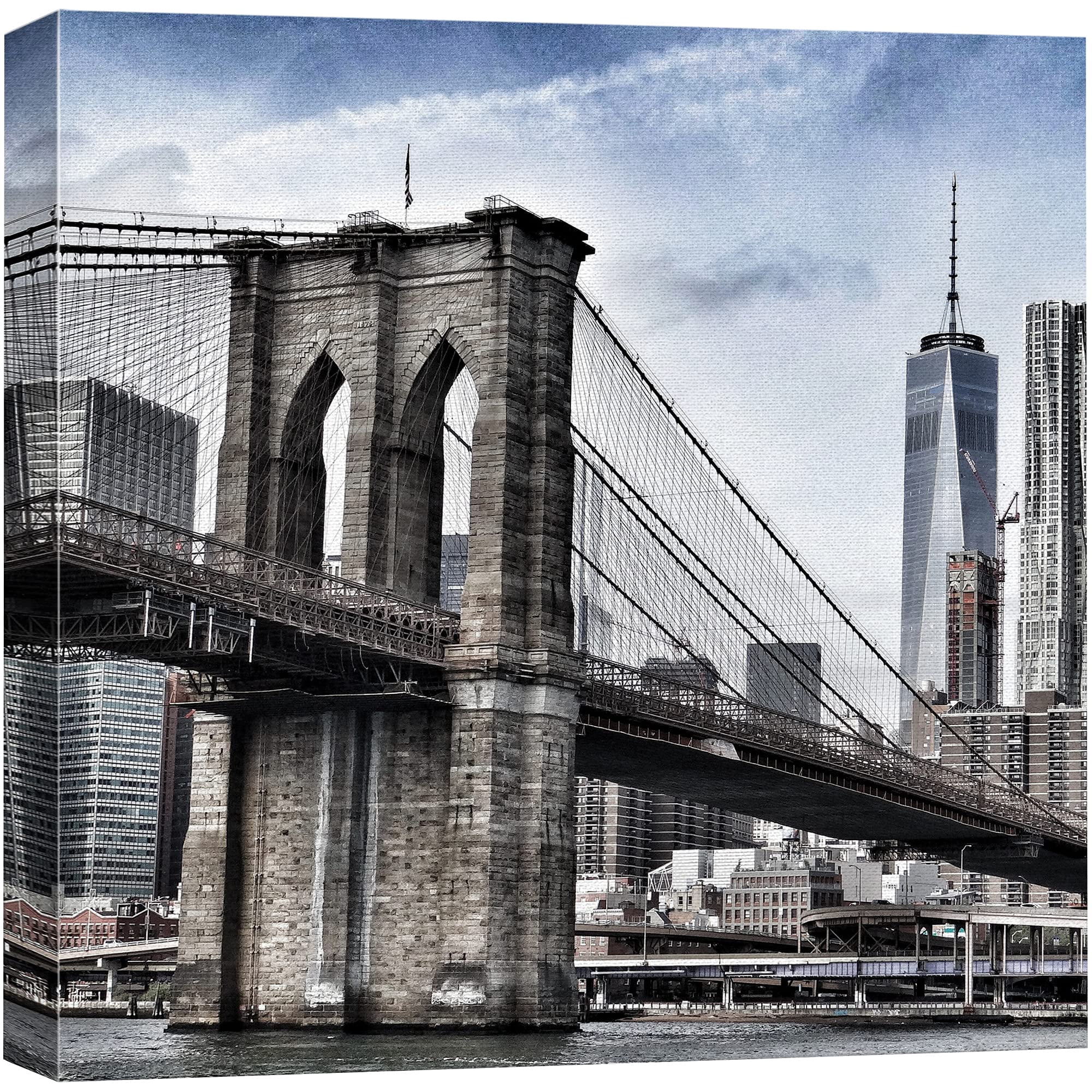wall26 Canvas Print Wall Art High Contrast Brooklyn Bridge in New York ...