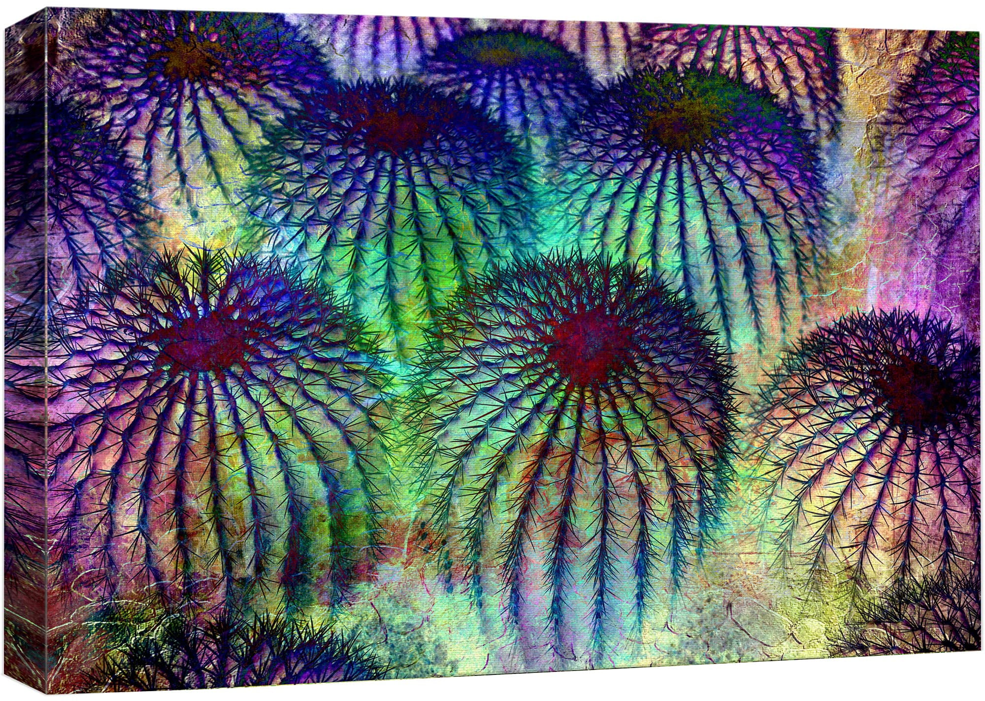 wall26 Canvas Print Wall Art High Contrast Purple & Green Cactus ...