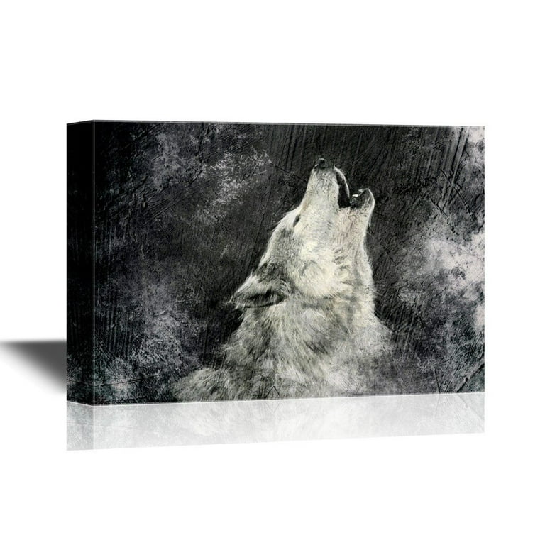 wolf howling black background