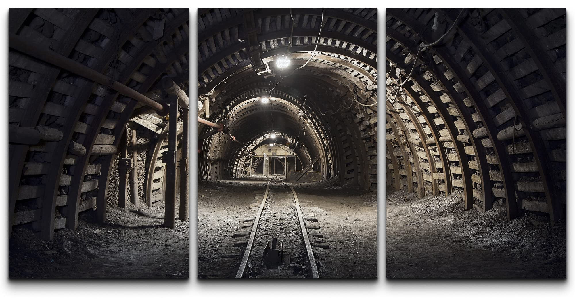 wall26 Canvas Print Wall Art Illuminated Underground Train Tunnel Mine ...
