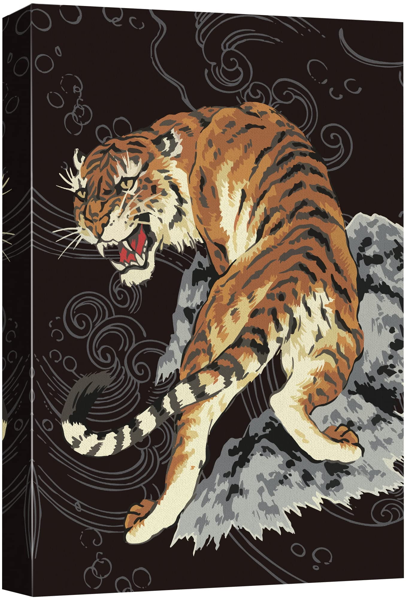 wall26 Canvas Print Wall Art Japanese Style Tiger on Wave Background ...